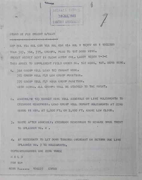 384th Wartime Documents / Combat Mission Records and Plans / July 1943 ...